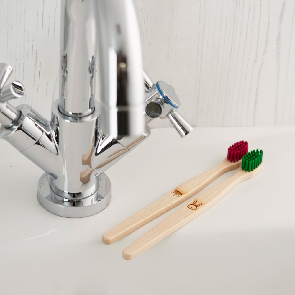 Kids 100% Plant-Based Beech Wood Toothbrush - Rabbit (FSC 100% ...