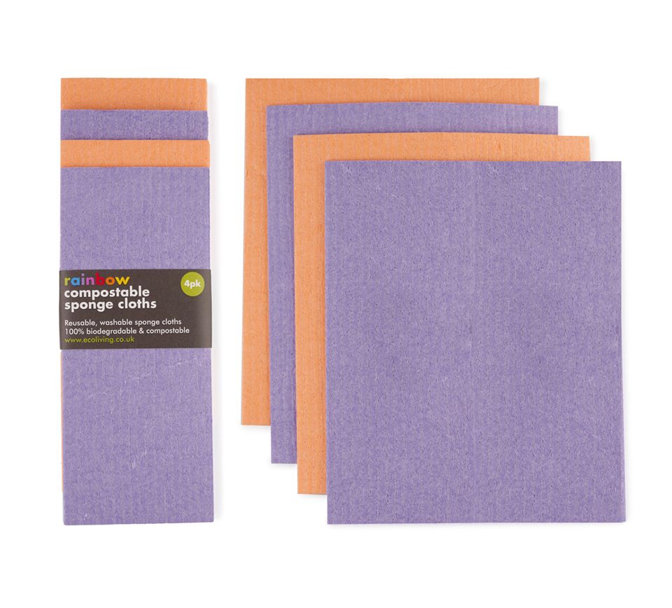 Compostable Sponge Cleaning Cloths - Rainbow Bright - ecoLiving.co.uk